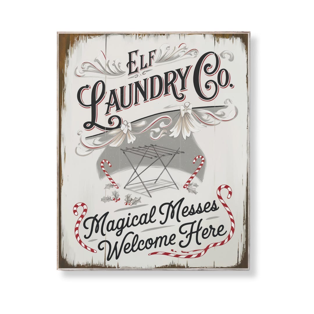 Elf Laundry Co. Christmas Print: Shabby Chic Farmhouse Decor (8x10 PDF ...