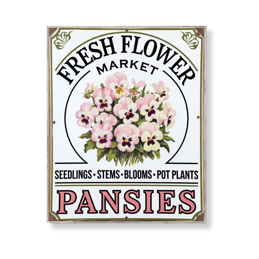 Fresh Flower Market Pansies Sign Printable Wall Art Purple Garden ...