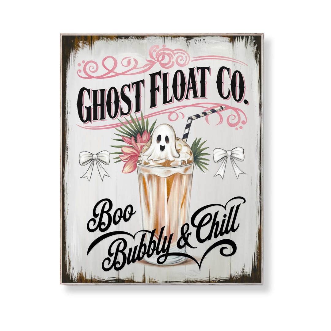 Summerween Ghost Float Co Printable Wall Art Spooky Soda Sign Halloween ...