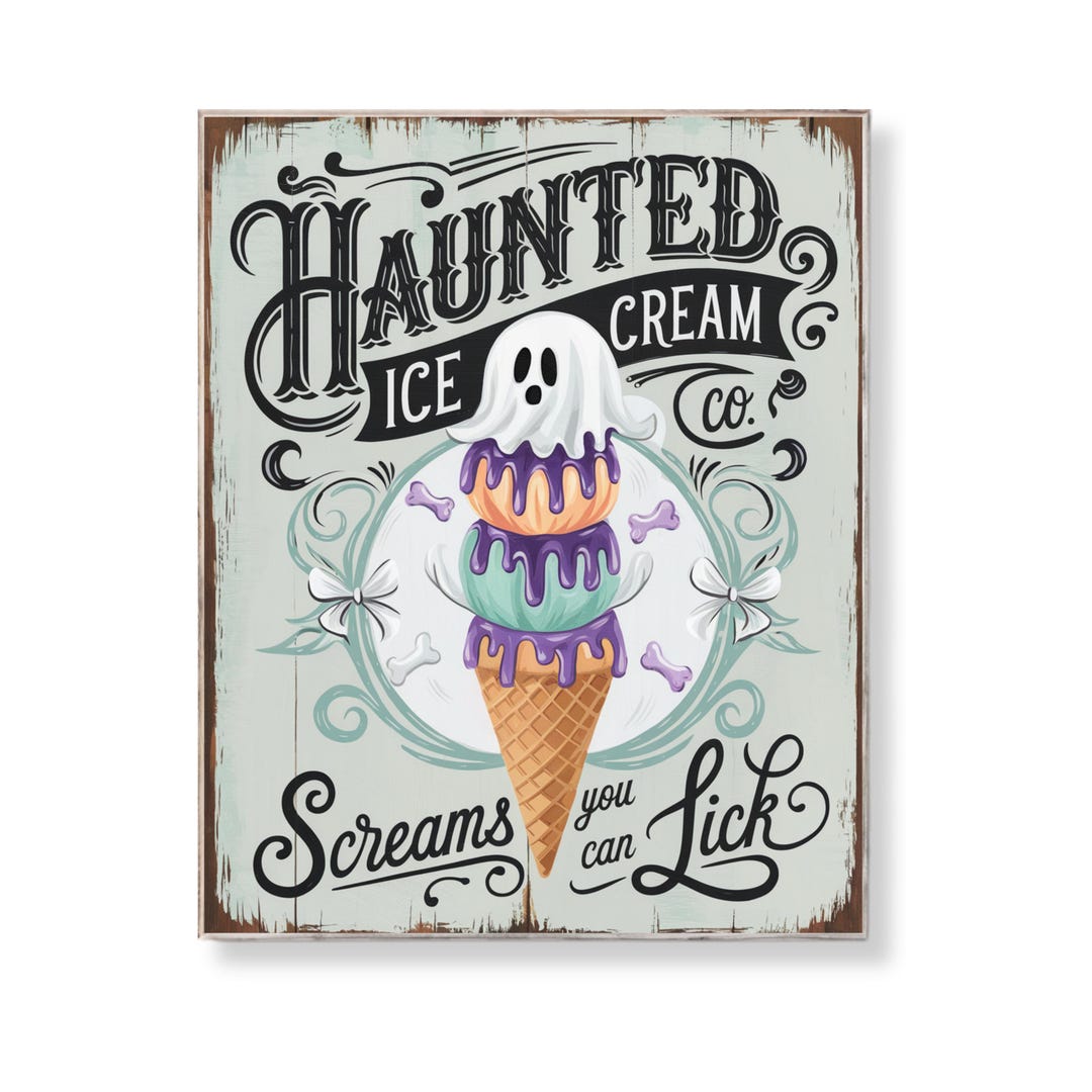 Summerween Haunted Ice Cream Sign: Spooky Halloween Kitchen Decor ...