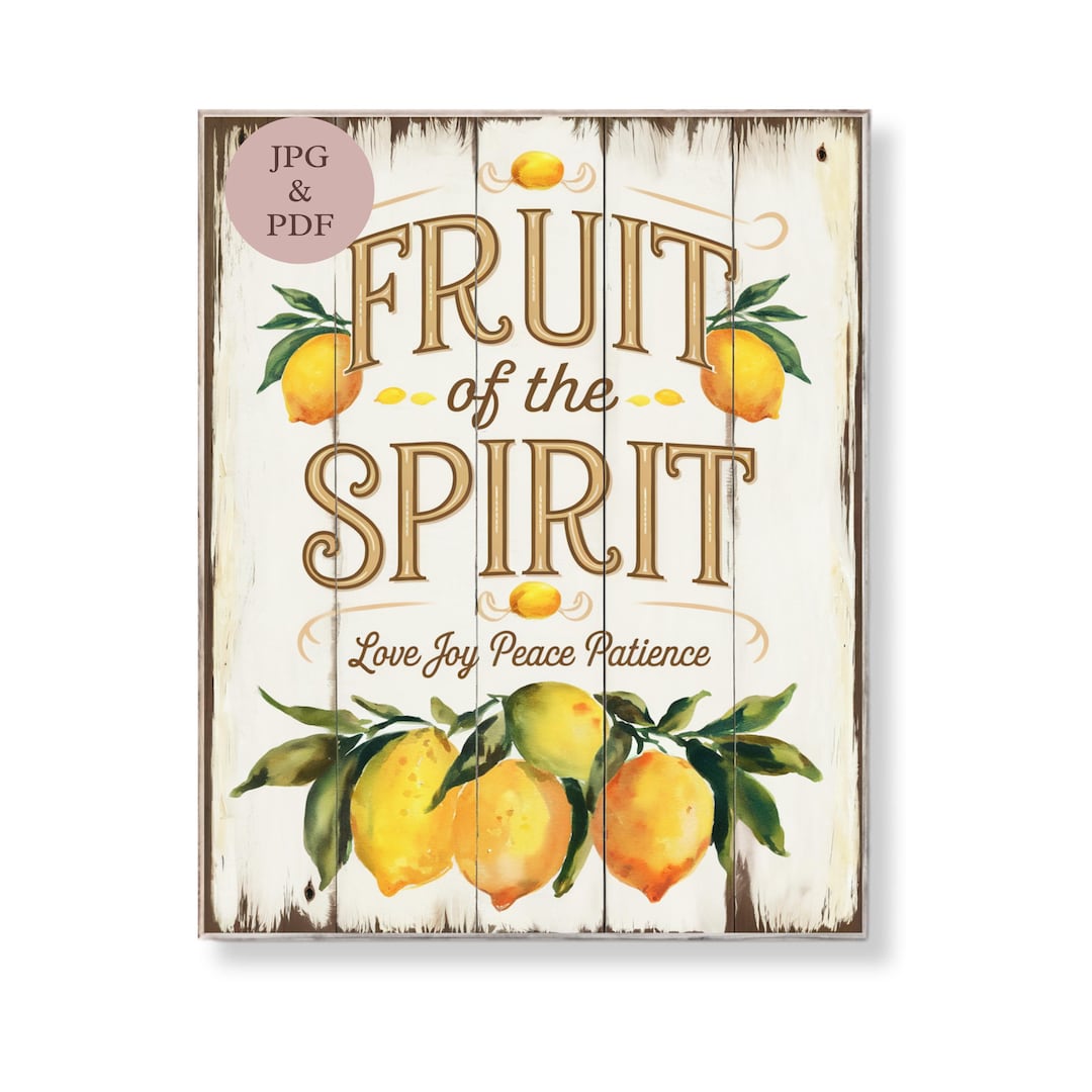 Fruit of the Spirit Lemon Sign Printable Bible Verse Wall Art Christian ...