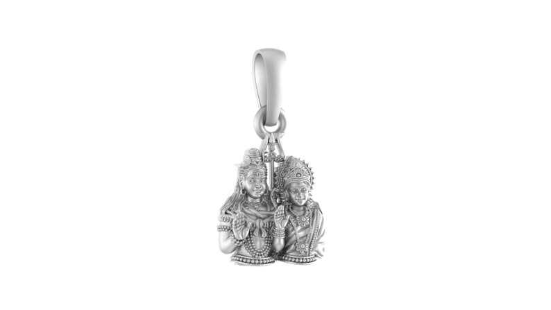 God Shiv Parvati Silver Pendant (92.5% Purity) by Akshat Sapphire Shiv ...