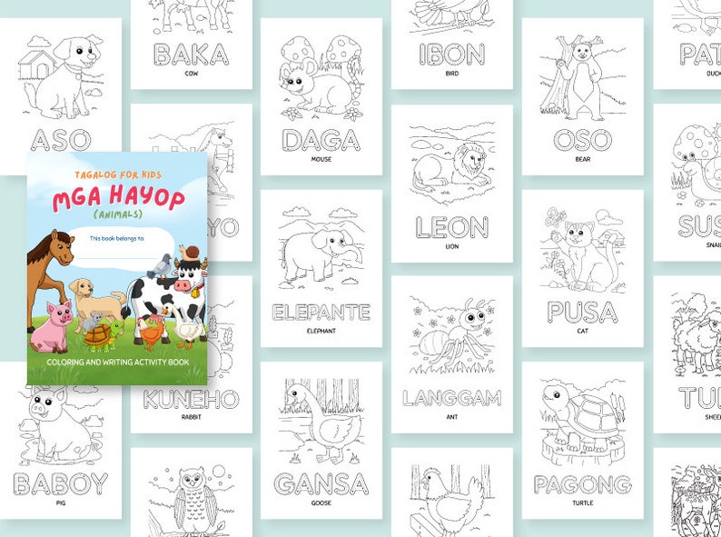 Mga Hayop | Learn Filipino Tagalog | Bilingual Workbook for Kids ...