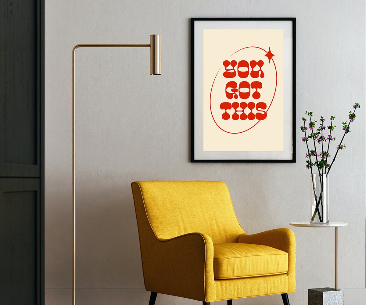 You Got This Groovy Funky Typography Poster Positive Affirmations Retro ...