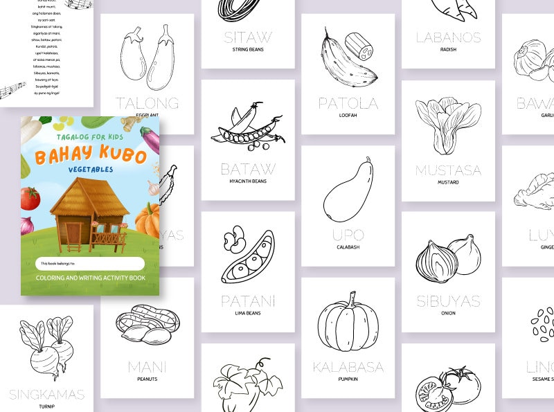 Bahay Kubo | Tagalog for Kids | Filipino Nursery Rhyme Work Book ...