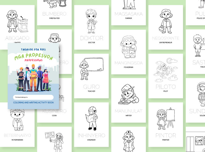 Mga Propesyon | Learn Filipino Tagalog | Bilingual Workbook for Kids ...