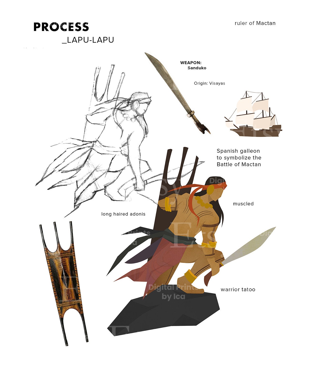 Lapu-lapu Filipino Inspired Digital Print | Filipino Art | Geometric ...