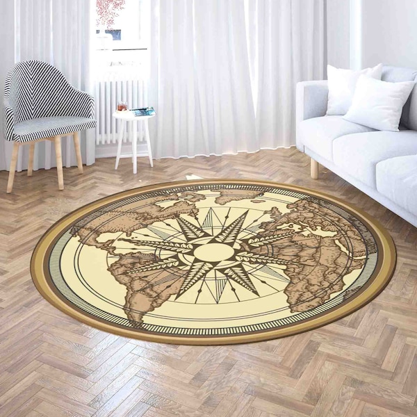 Round World Map Rug - Etsy