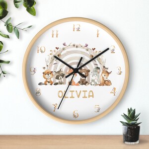 Woodland Animals Nursery Clock, Personalized Rainbow Decor - Etsy