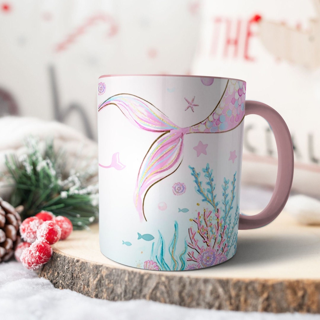 Little Mermaid Mug Custom Name Coffee Mug Personalised Mug for Kids Tea ...