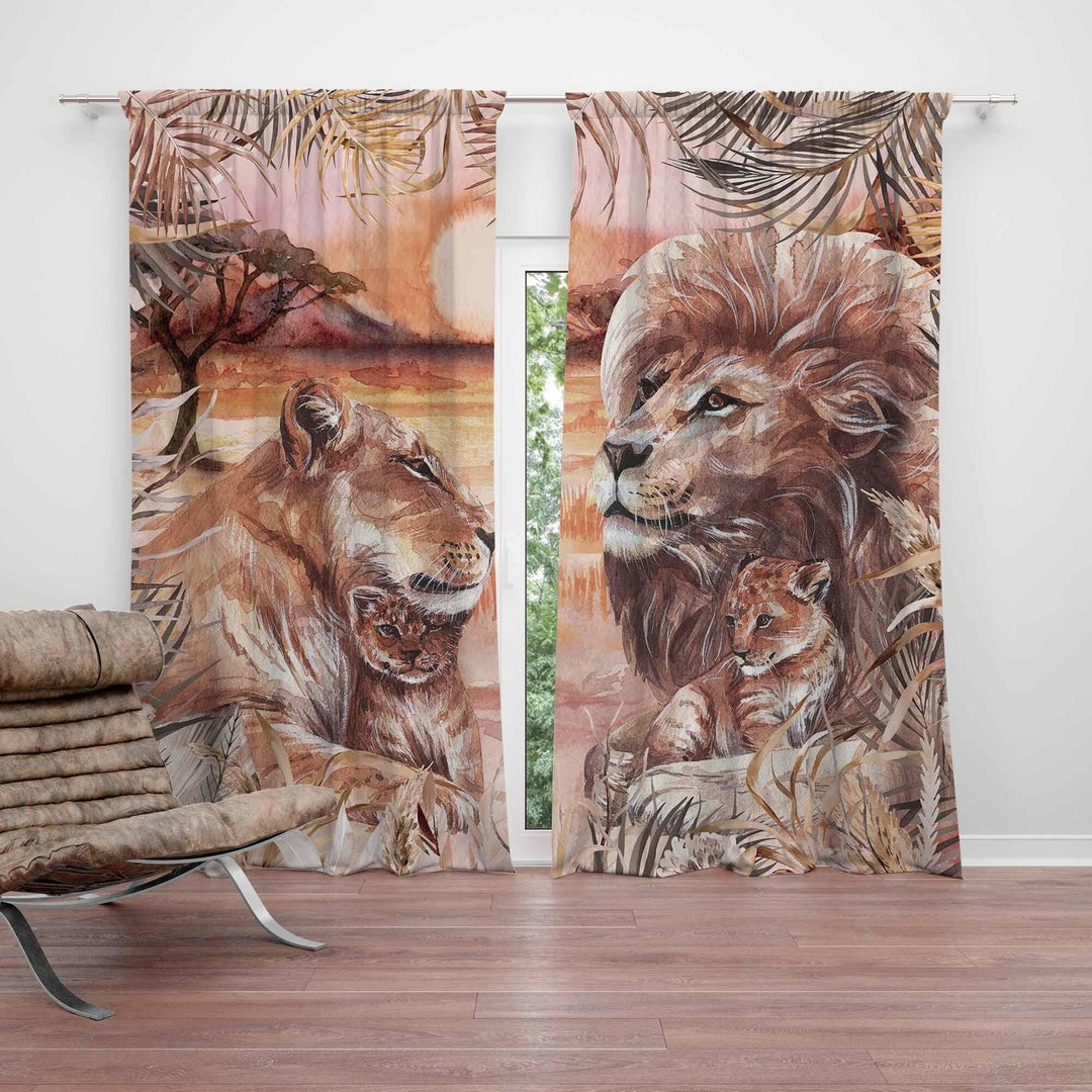 Lion Family Blackout Curtains, Safari Kids Baby Nursery Decor - Etsy