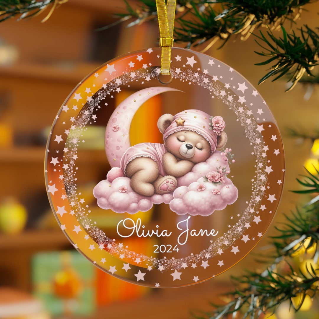 Sleeping Bear First Christmas Ornament New Baby Girl Gift Baby ...