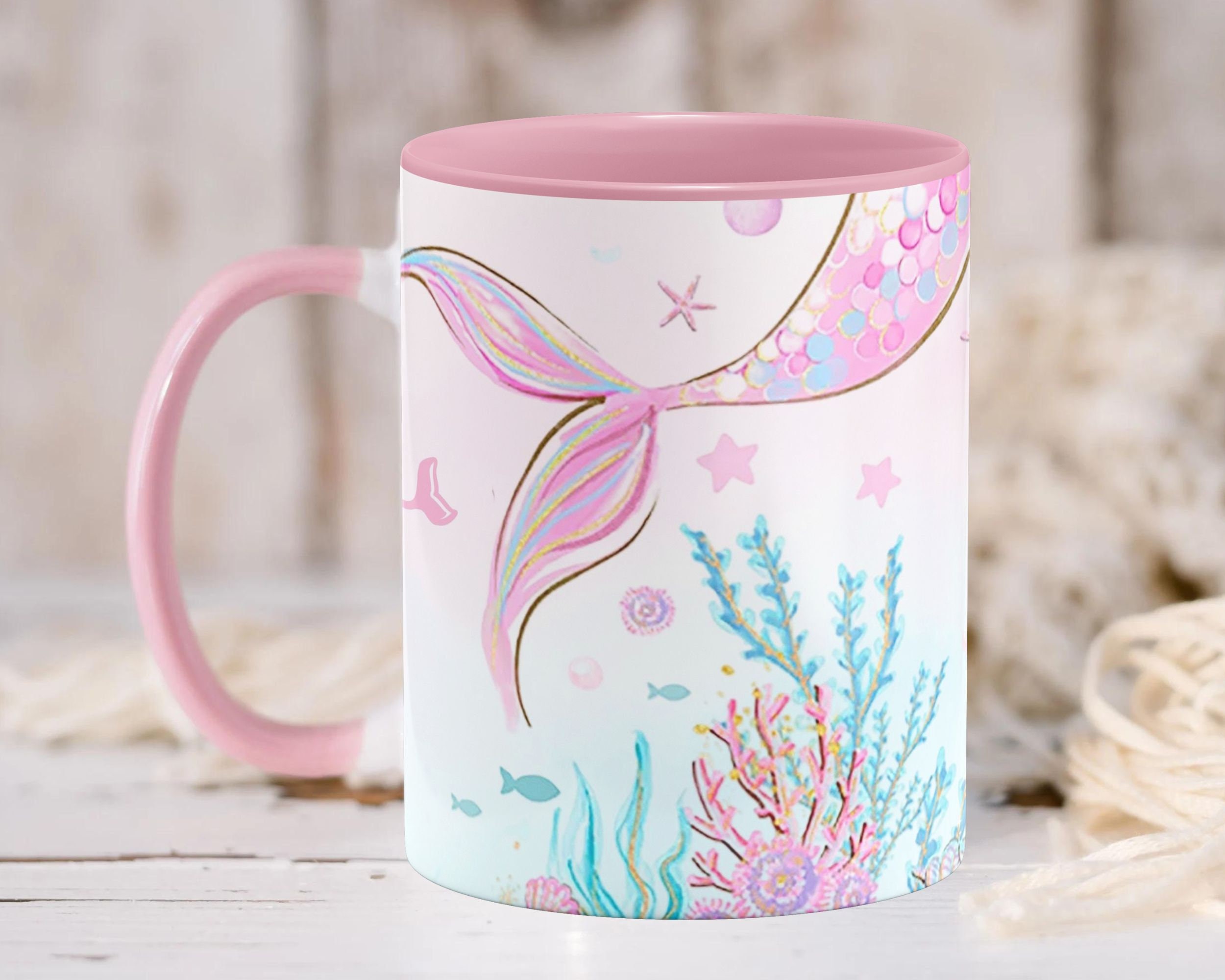 Little Mermaid Mug Custom Name Coffee Mug Personalised Mug for Kids Tea ...