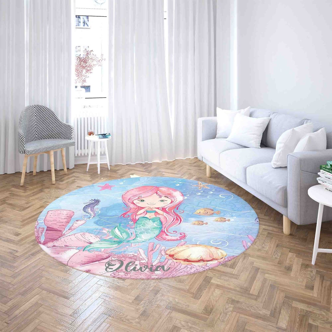 Little Mermaid Nursery Rug, Under the Water Carpet, Undersea World Home ...