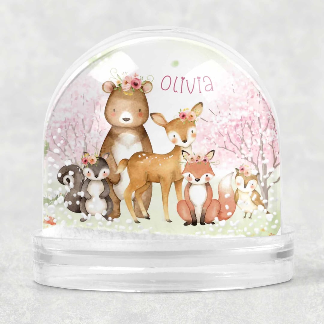 Woodland Animal Snow Globe Nursery Gift Kids Christmas Gift for Newborn ...