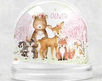 Christmas Woodland Animals Snow Globe Nursery Gift Kids Xmas Gift for ...