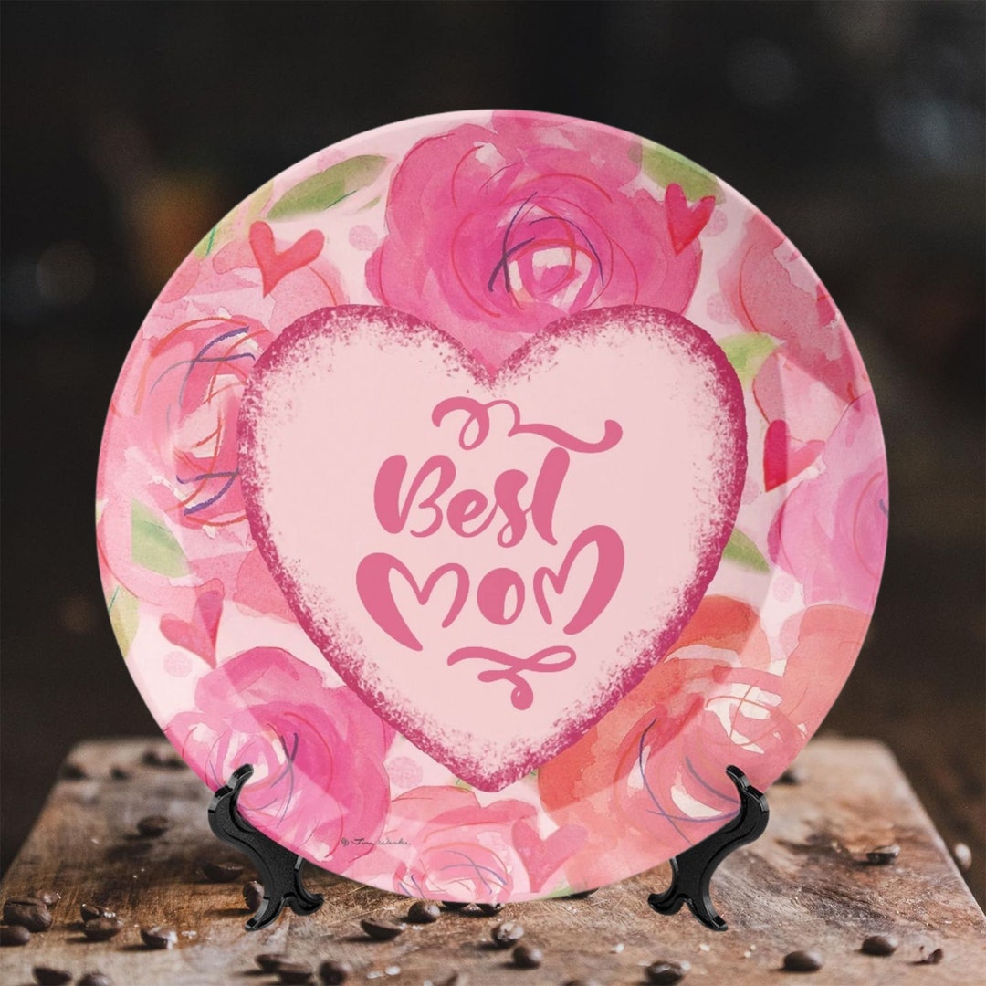 Best Mom Plate Mothers Day Plaque Ceramic Plate Gift for Her Wall ...