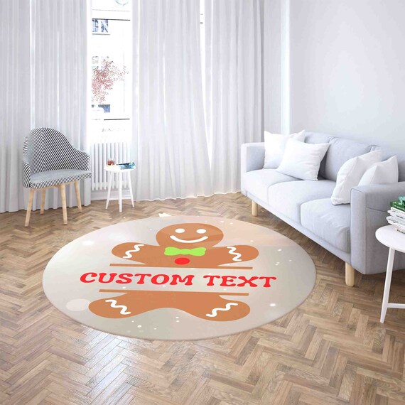 Gingerbread Man Personalised Name Custom Text Polyester Carpet - Etsy