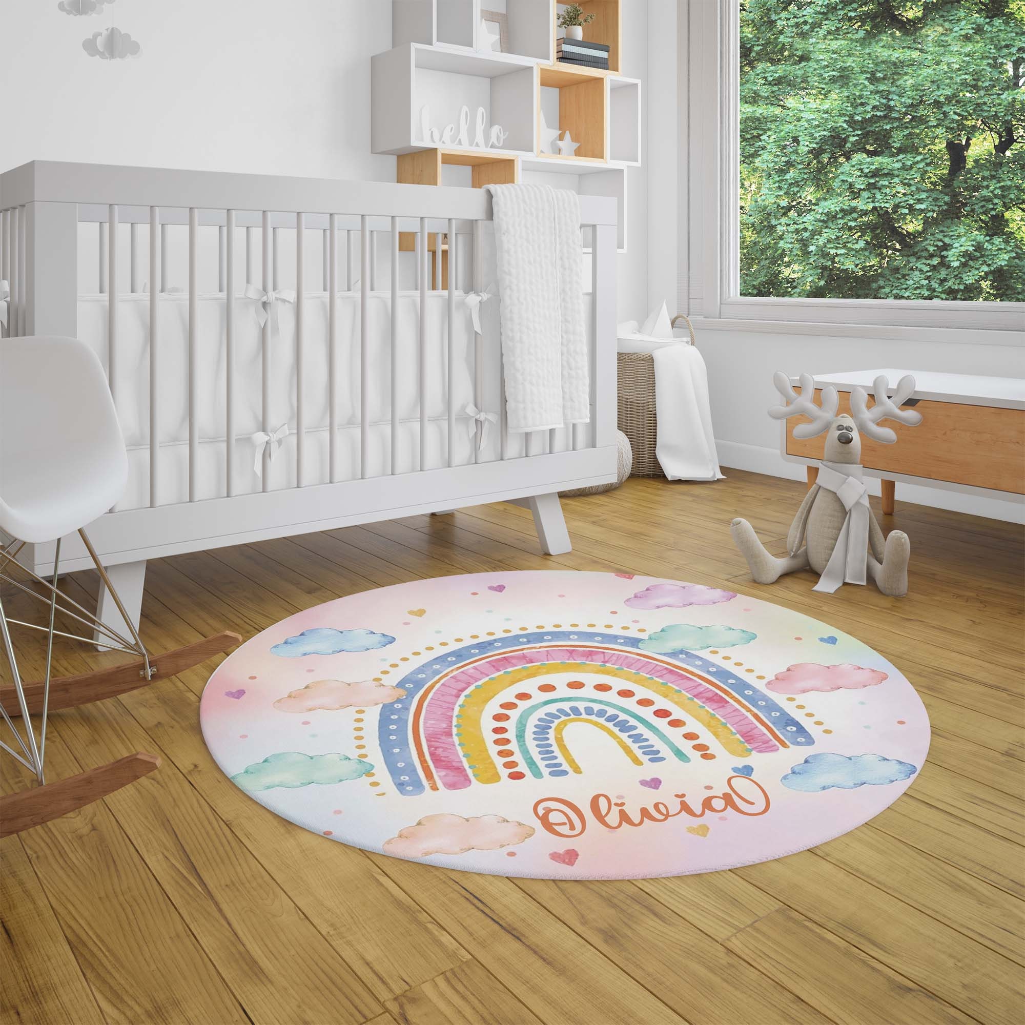 Boho Rainbow Nursery Rug Personalized Kids Room Carpet First - Etsy