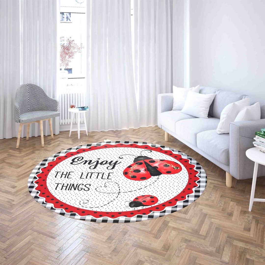 Enjoy the Little Things Rug, Ladybug Carpet, Valentines Day Gift ...