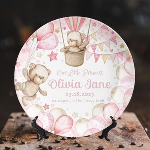Birth Stats Sign Baby Announcement Customized Plate Teddy Bear Custom ...