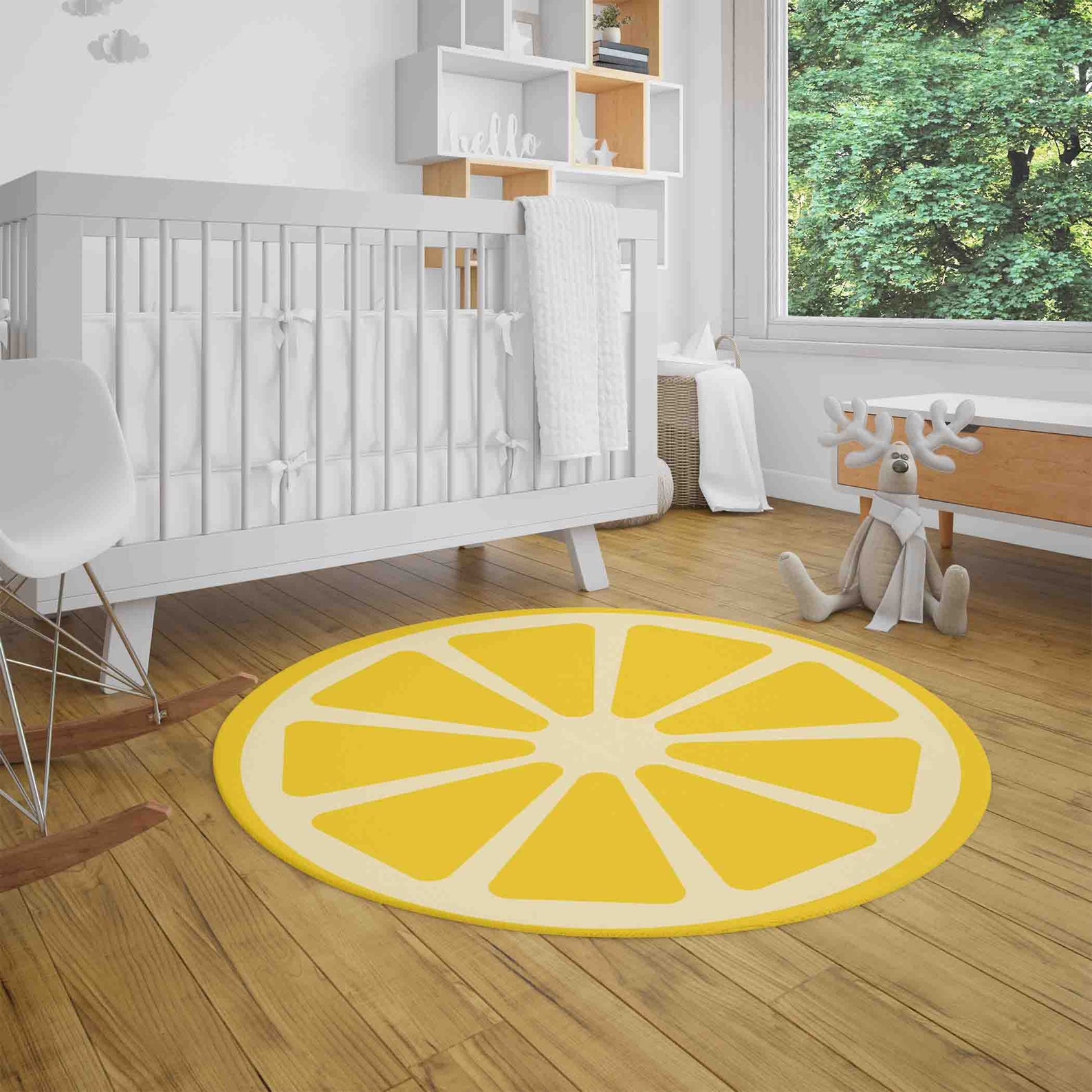 Lemon Slice Round Rug, Yellow Fruit Kitchen Mat - Etsy