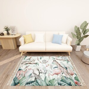 African Animals Cotton Rug Safari Animal Tassel Carpet Custom Name ...