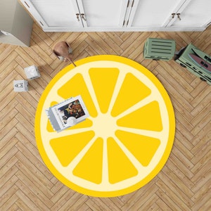 Lemon Slice Rug Yellow Fruits Carpet Fruit Lover Gift Fun - Etsy
