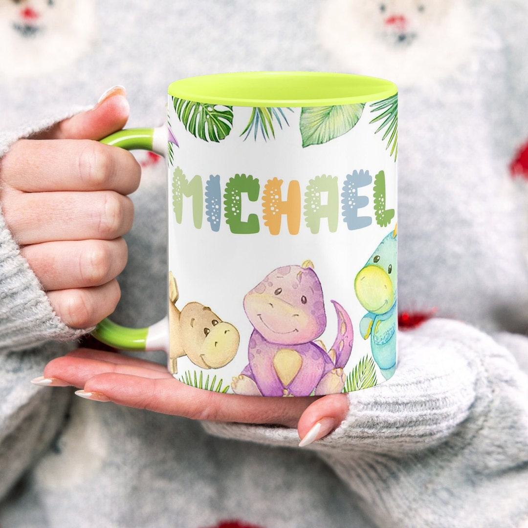 Dinosaur Christmas Mug Dino Custom Name Coffee Mug Personalised Mug for ...