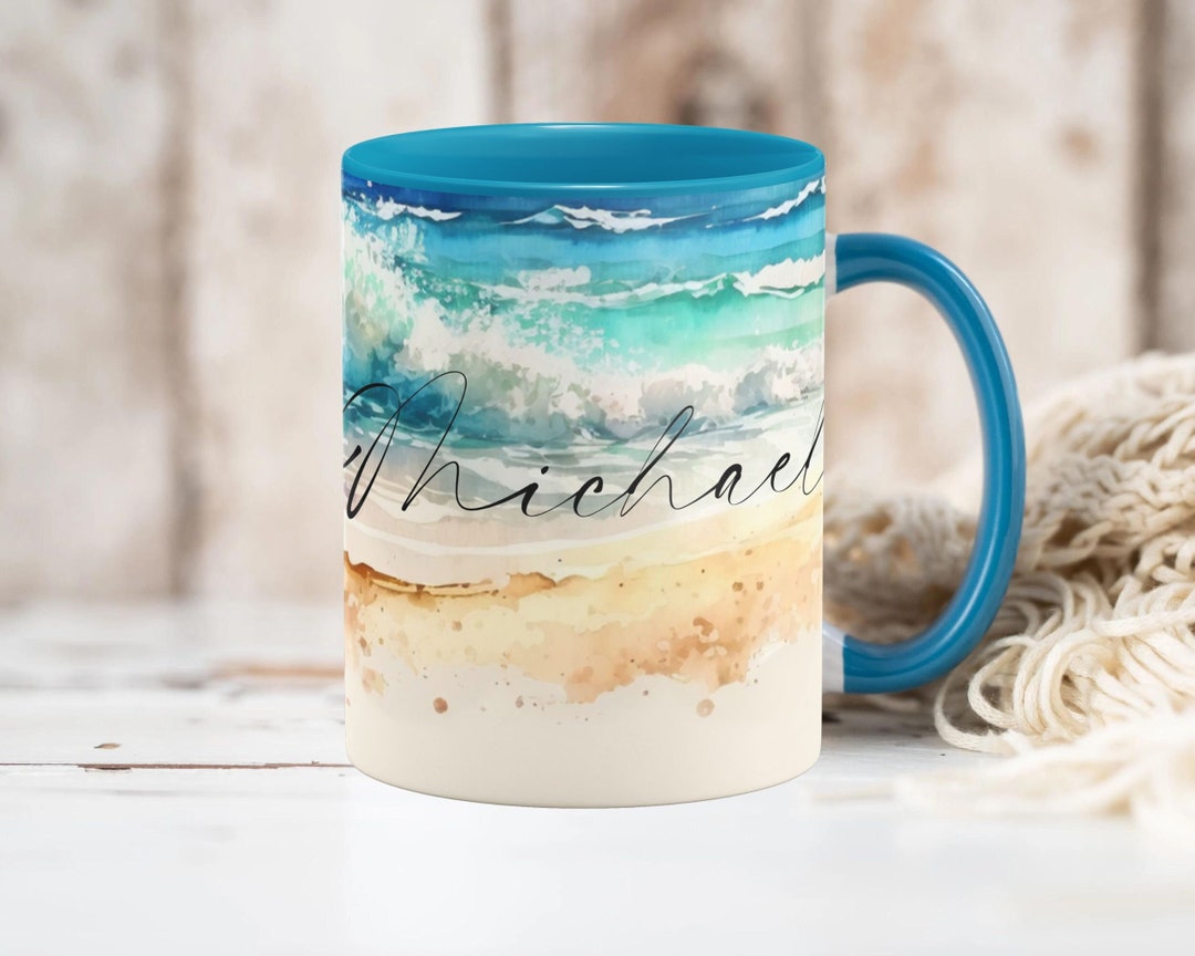 Sea Waves Coffee Mug, Ocean Lover Gift for Surfer, Personalised ...