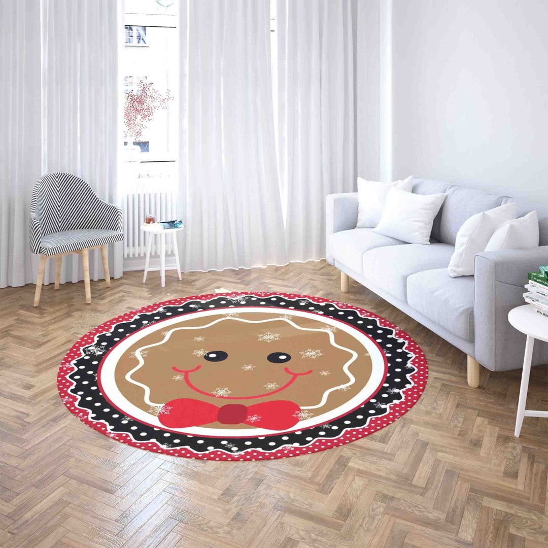 Gingerbread Man Face Carpet Rug, Winter Holidays Gift, Merry Christmas ...