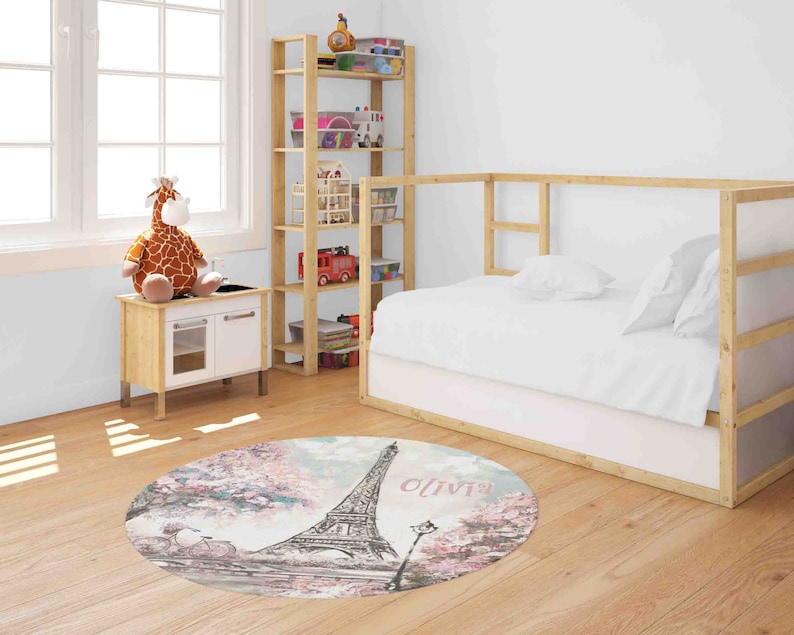 Eiffel Tower Round Rug, Romantic Paris Carpet, Valentine’s Gift for Her ...