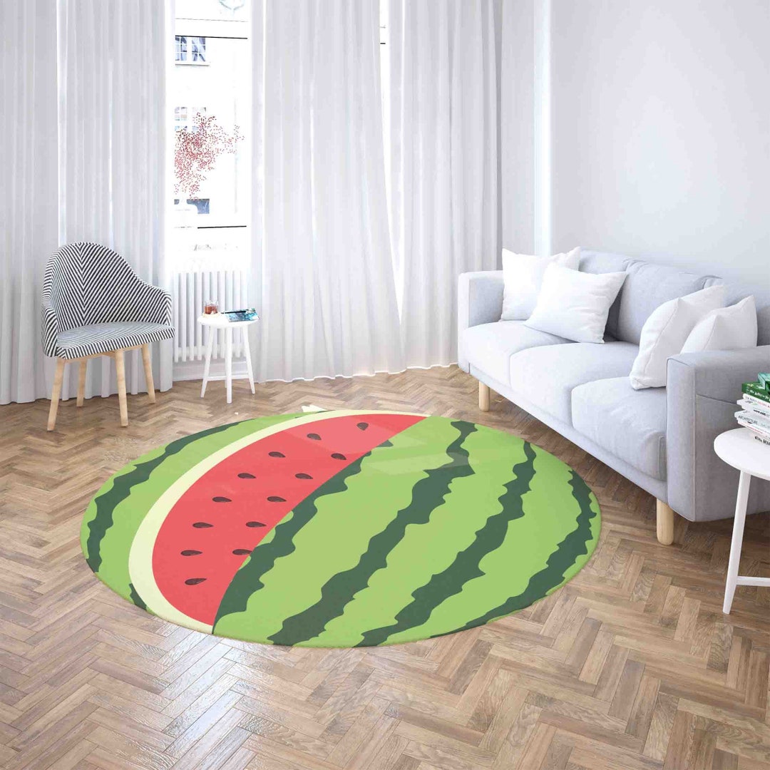 3D Watermelon Round Rug, Summer Fruits Carpet, Summer Home Decor, Fruit ...