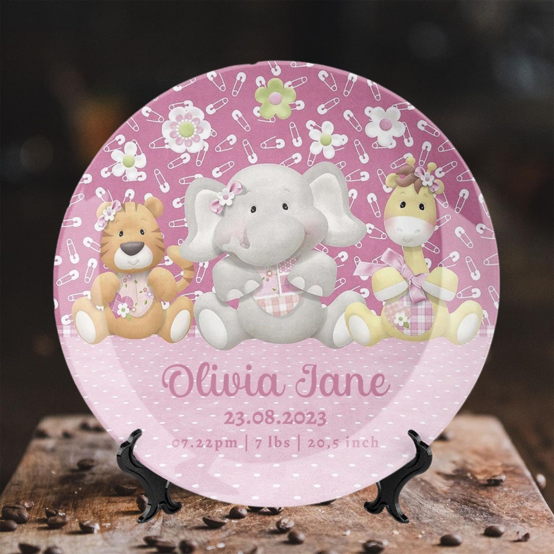Safari Animal Custom Name Plate Keepsake Birth Announcement Sign Baby ...