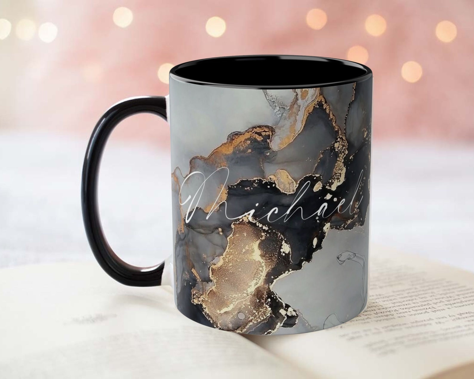 Black Marble Mug Personalised Mug Custom Name Mug Coffee - Etsy