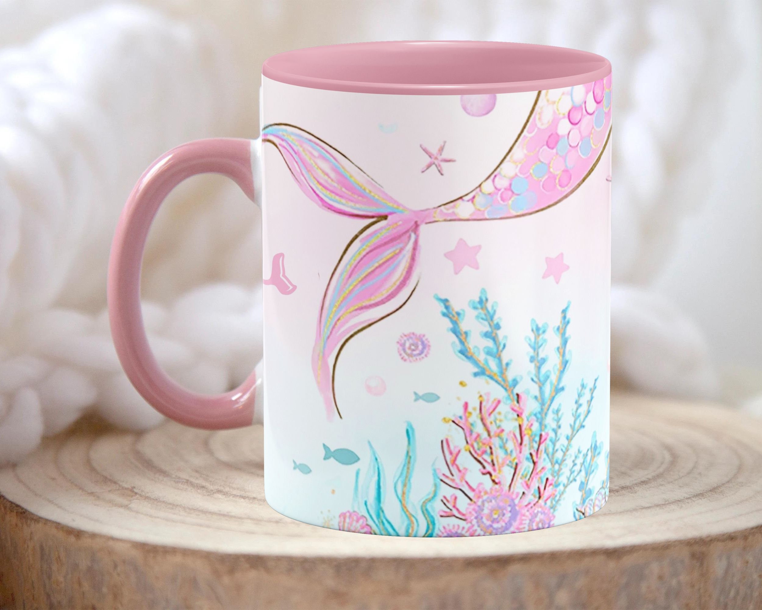 Little Mermaid Mug Custom Name Coffee Mug Personalised Mug for Kids Tea ...