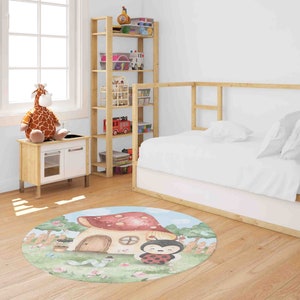 Ladybug Nursery Rug, Ladybird Baby Girl Room Decor, Mushroom Carpet ...