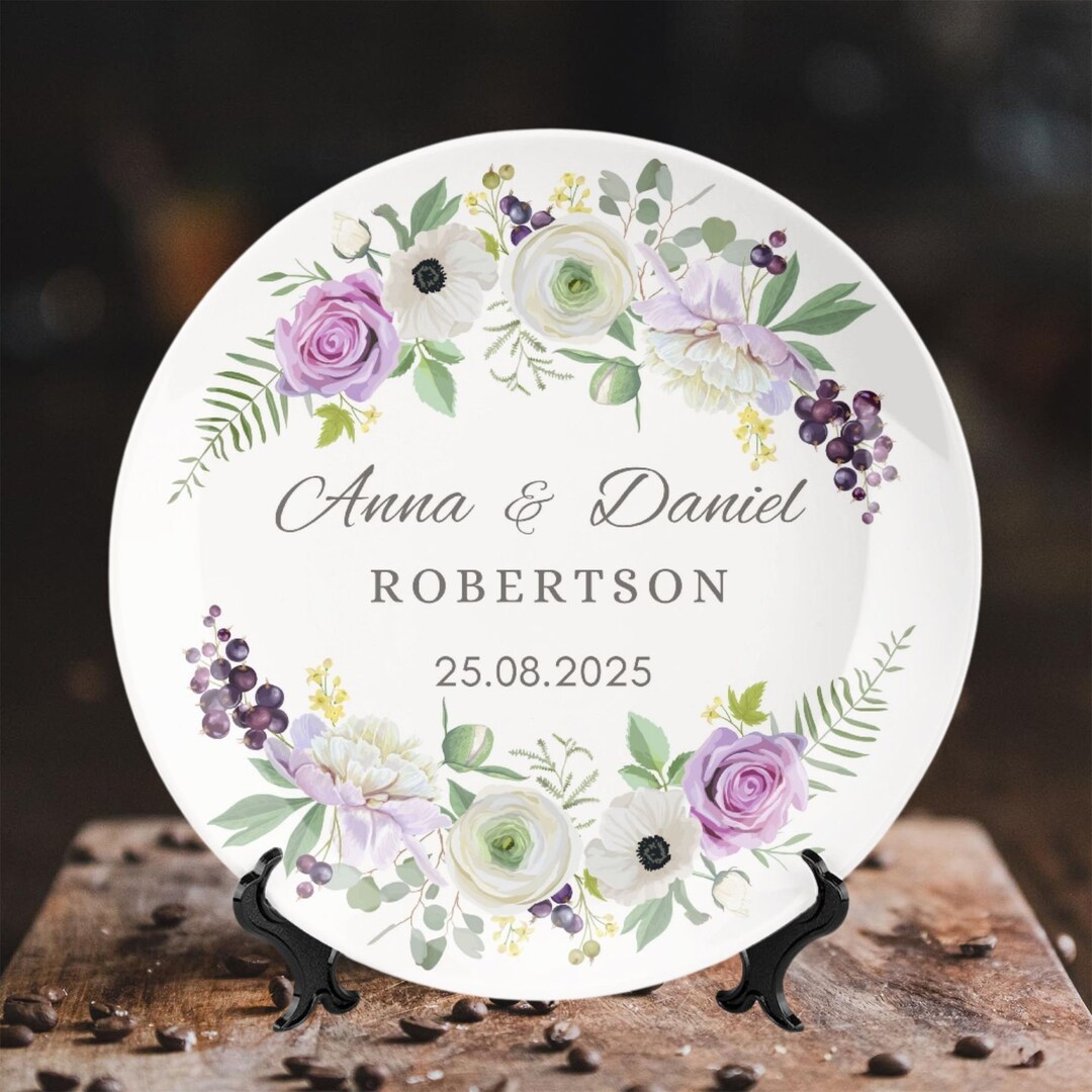 Personalized Wedding Plate Mr Mrs Dinner Plate Bride Groom Plate ...