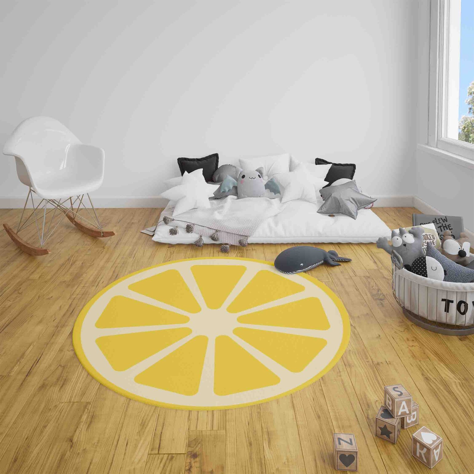 Lemon Slice Round Rug, Yellow Fruit Kitchen Mat - Etsy