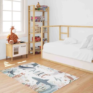 Ocean Shark Nursery Rug, Sea Shark Baby Boy Room Decor, Underwater ...