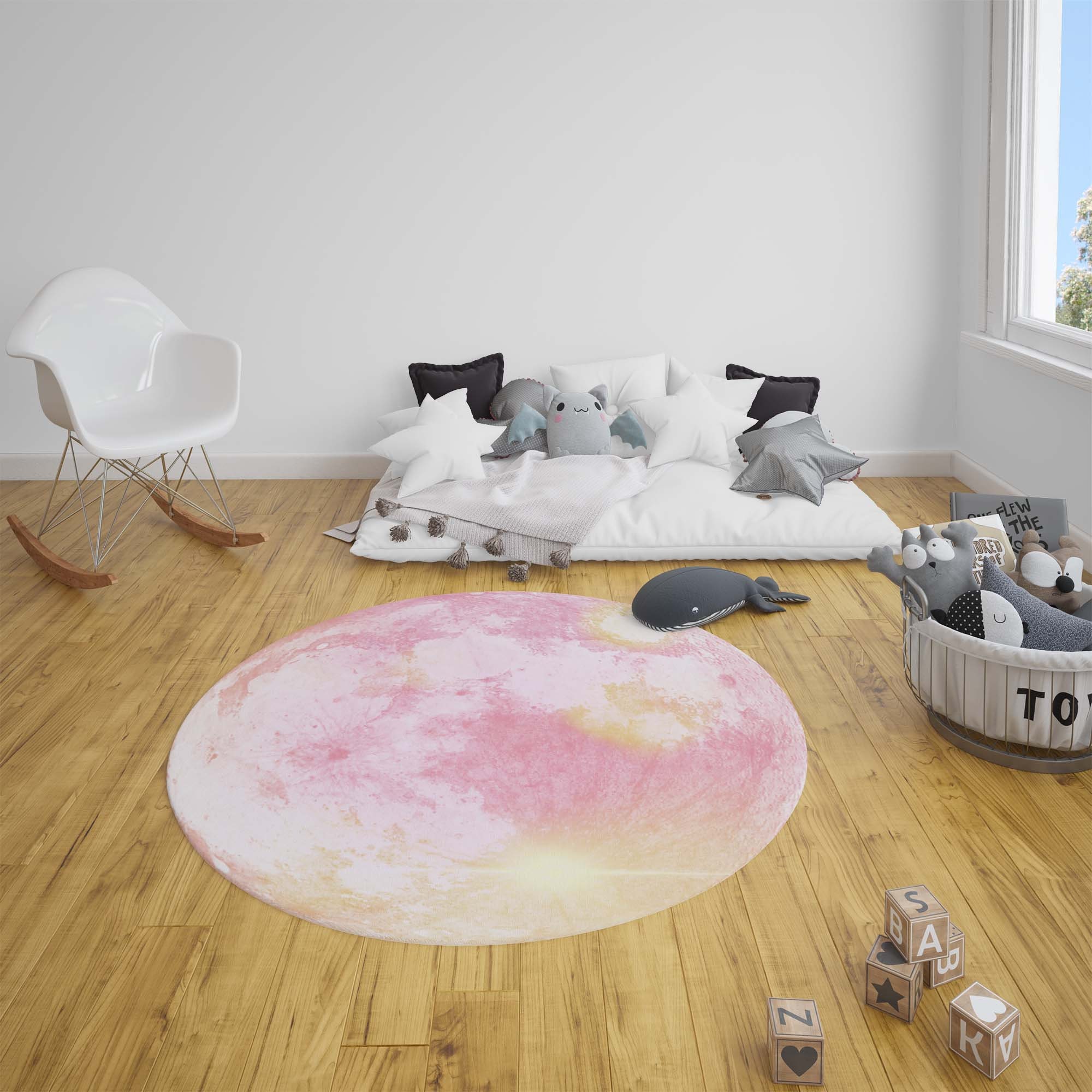 Pink Moon Round Rug 3D Full Moon Carpet Moon Phase Mat - Etsy