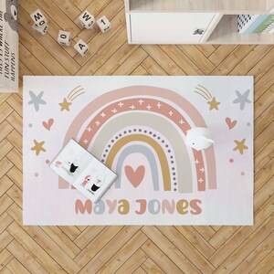 Boho Rainbow Nursery Rug, Personalized Baby Shower Gift, Custom Baby ...