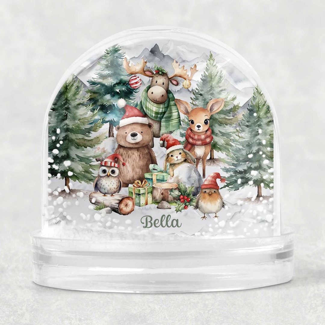 Christmas Woodland Animals Snow Globe Nursery Gift Kids Xmas Gift for ...