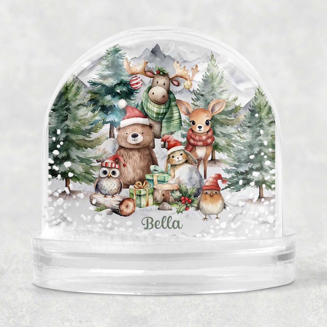 Christmas Woodland Animals Snow Globe Nursery Gift Kids Xmas Gift for ...