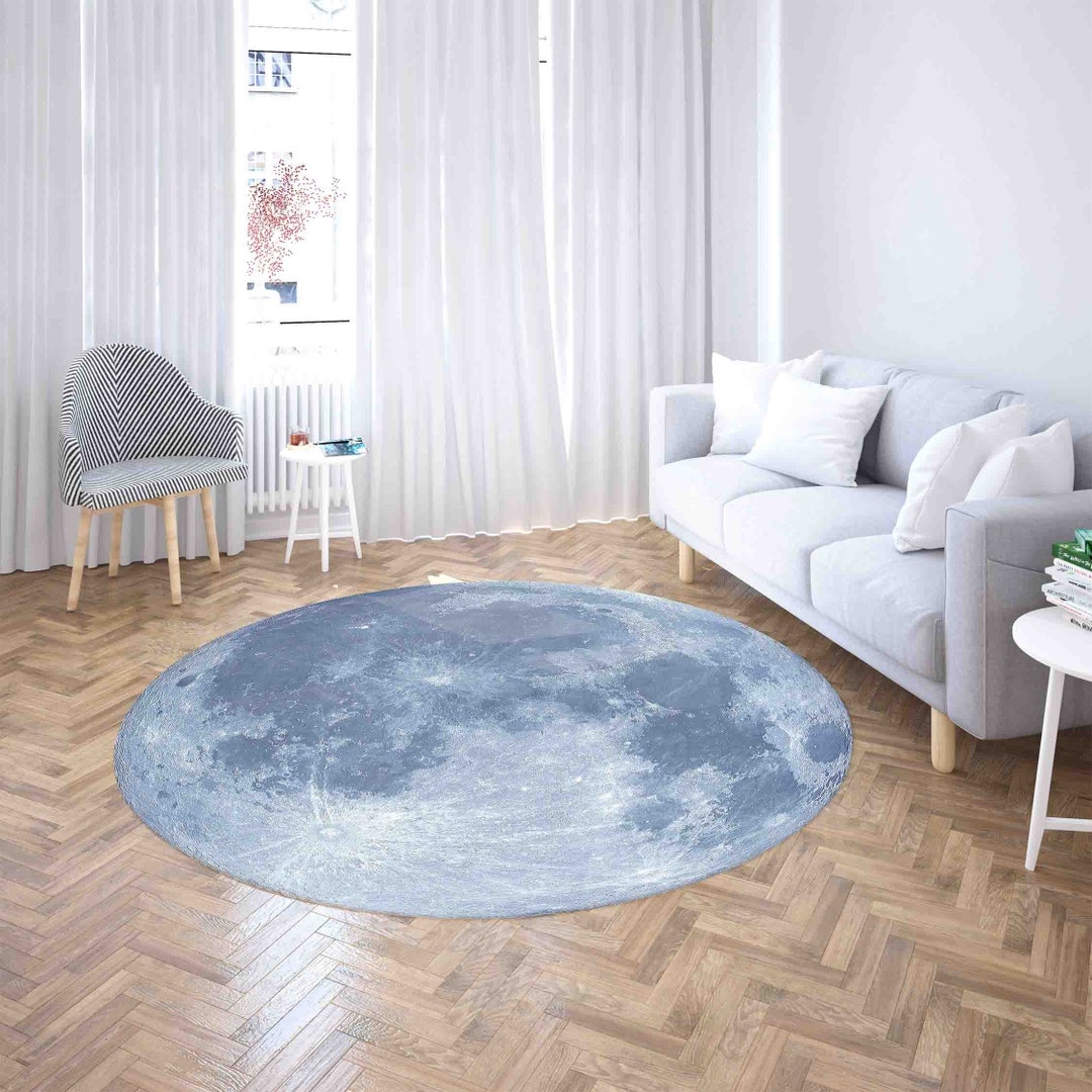 Full Moon Rug 3D Blue Moon Carpet Moon Phase Mat Universe Space Home ...