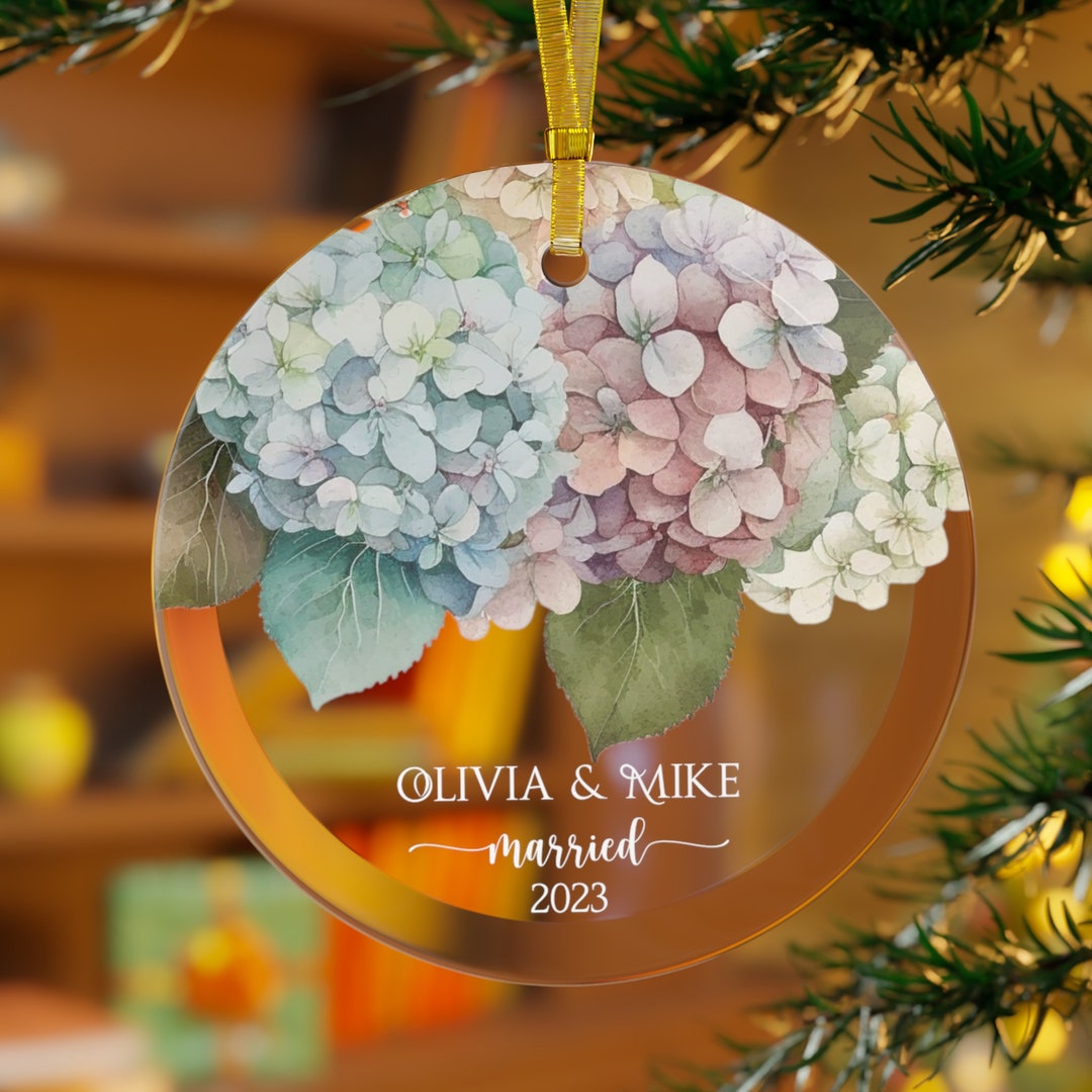Hydrangea Married Ornament Gift Newlywed Gift Mr & Mrs Christmas ...