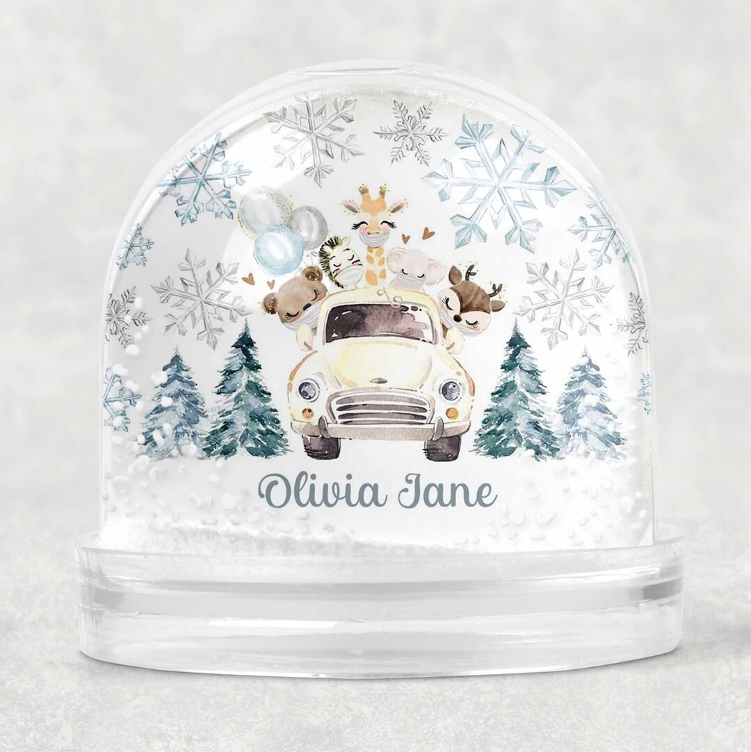 Safari Animals Winter Snow Globe, Nursery Holiday Decor for Kids Room ...