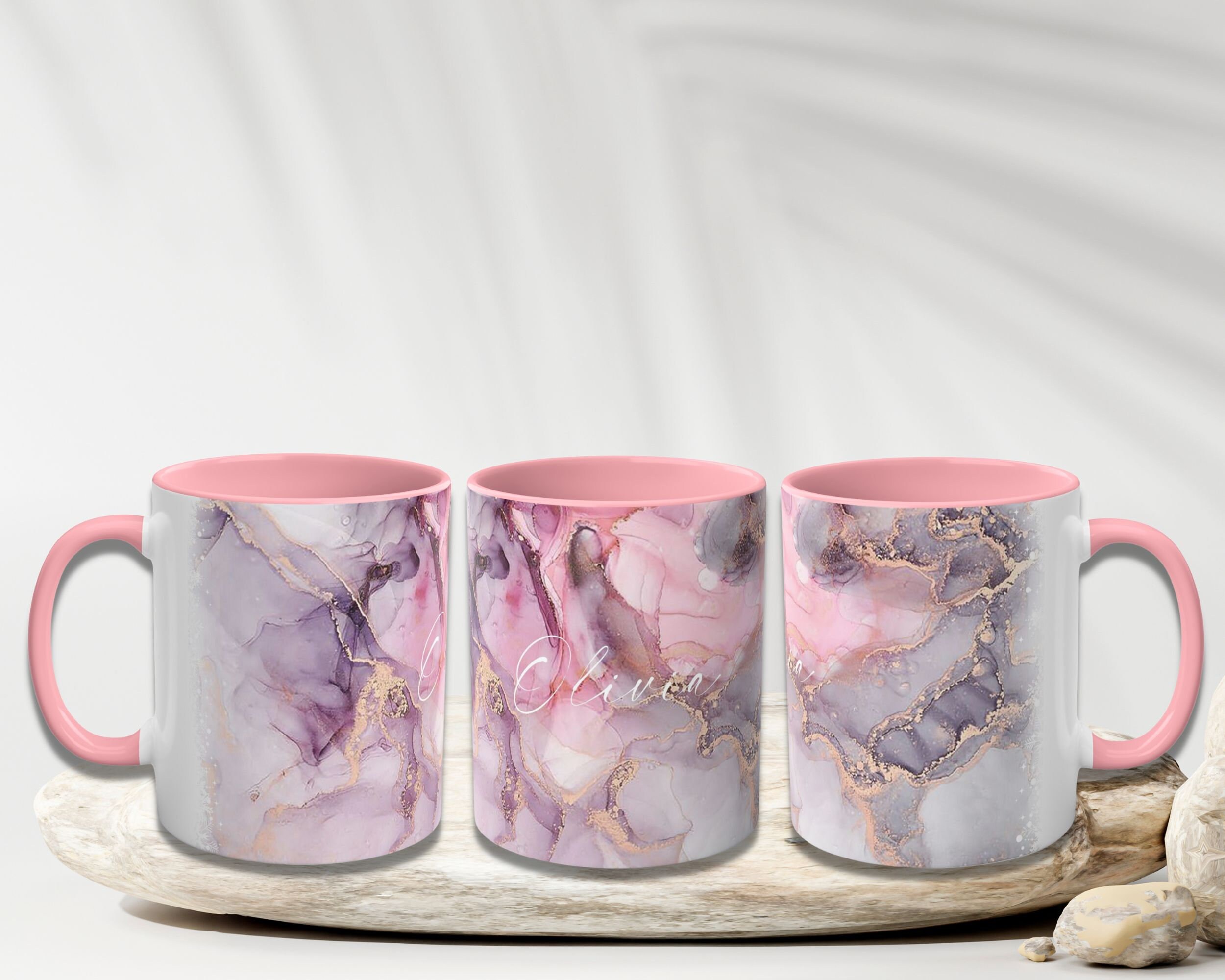 Pink Marble Mug Custom Signature Mug Personalised Mug - Etsy