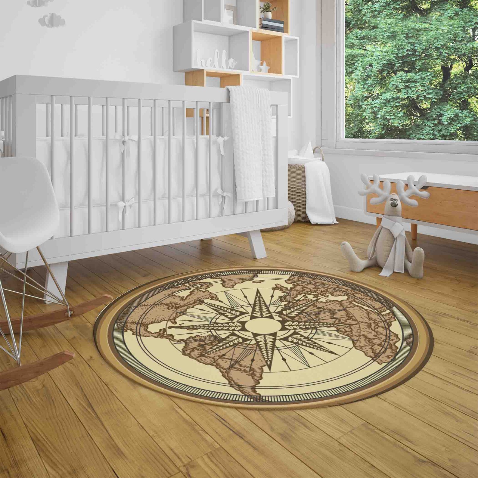 World Map Compass Round Rug, Travel Home Decor Playmat - Etsy
