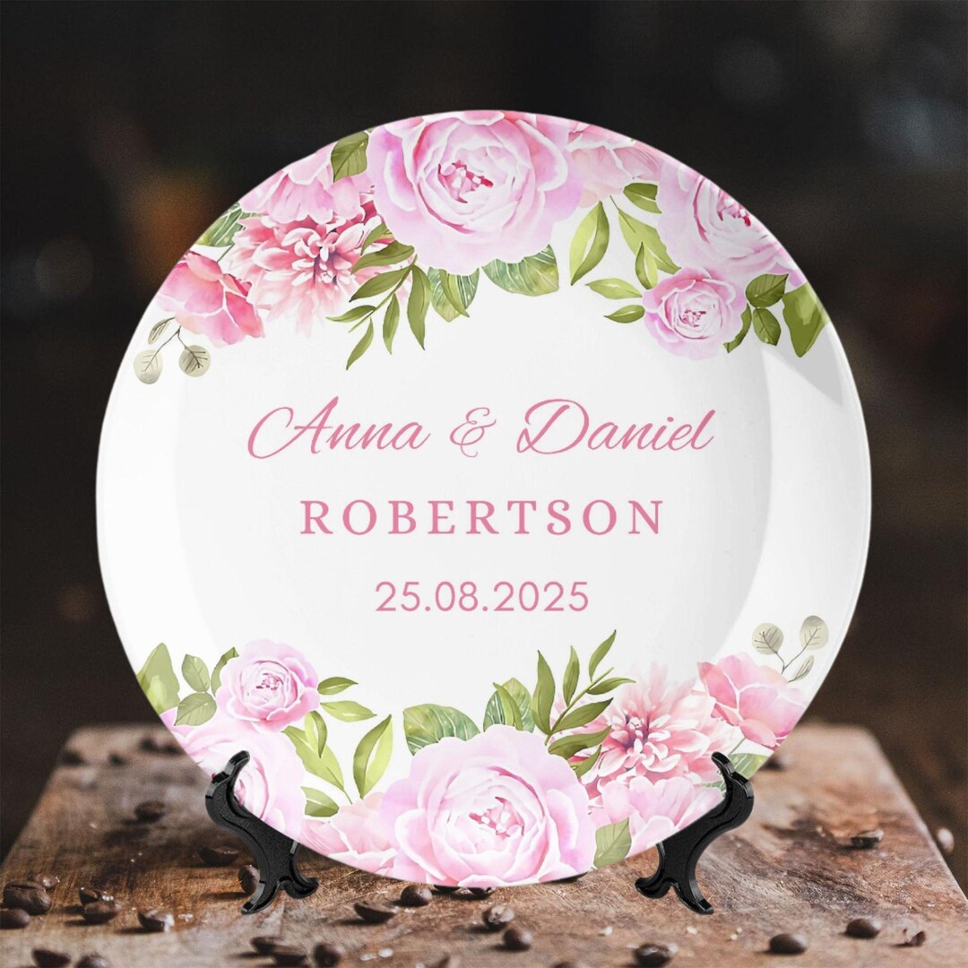 Peony Wedding Plate Personalized Wedding Gift Anniversary Plates Mr Mrs ...